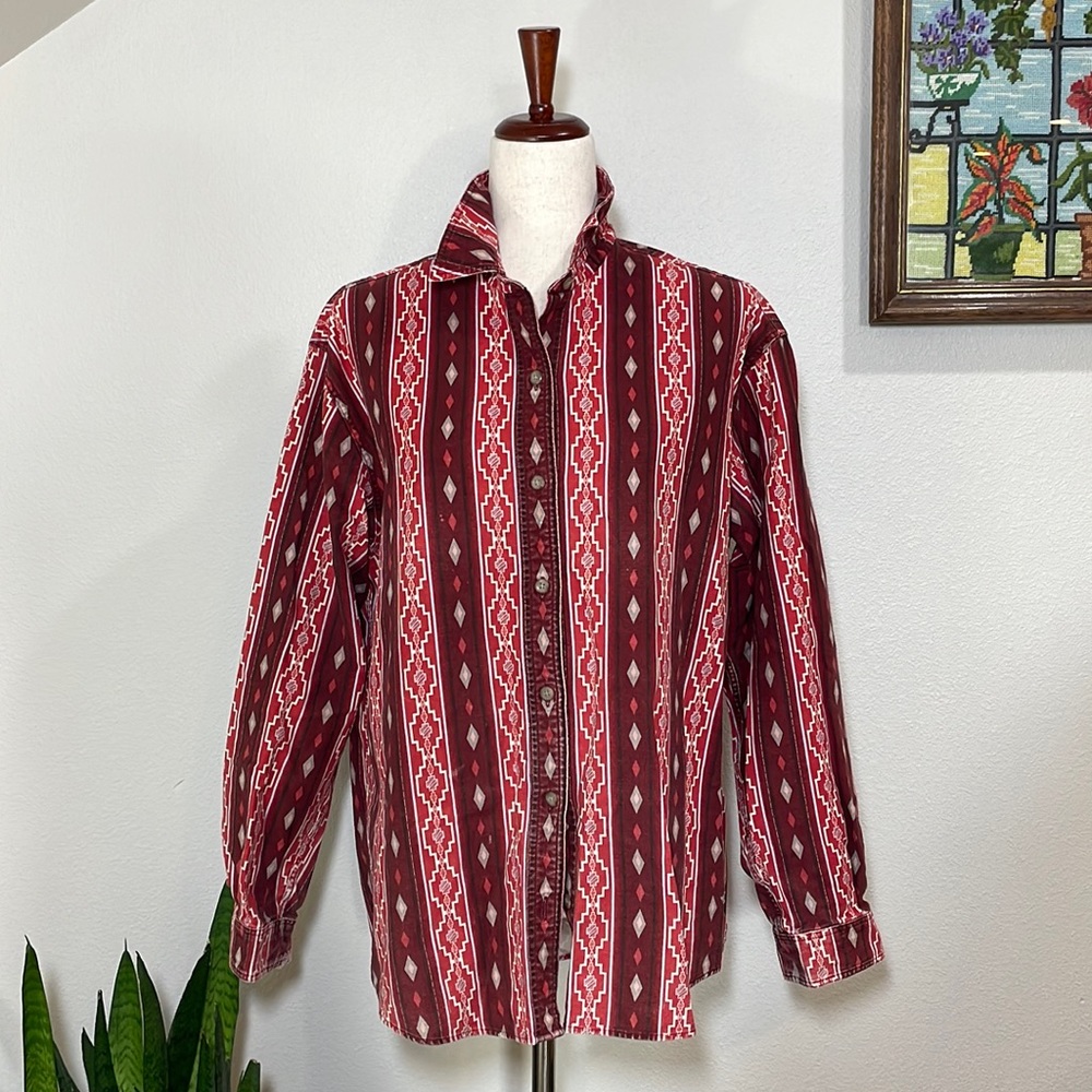 Aztec Diamonds Red & White Cabelas Button Up/Down Siz… - Gem